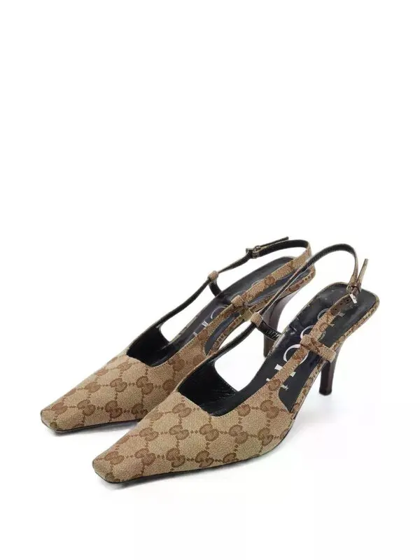 Gucci Gg Monogram Square-toe Heeled Pumps - Neutrals