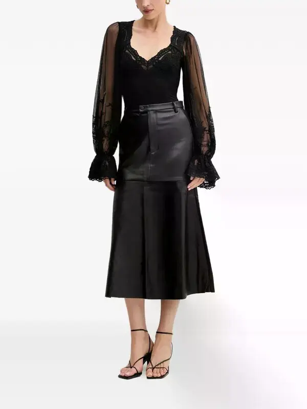 Bardot Laced Long-sleeve Bodysuit - Black