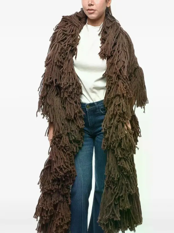 Dsquared2 Fringed Chunky-knit Scarf - Brown