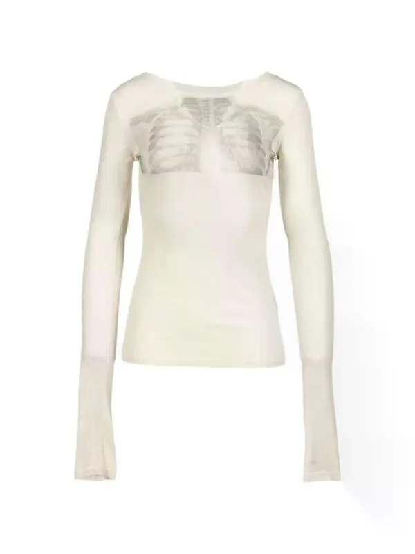 604SERVICE Ribcage Print Long Sleeve T-shirt