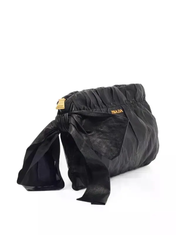 Prada Large Bow Leather Clutch Bag