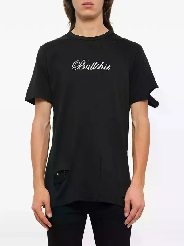 MASTERMIND WORLD Distressed Logo-print T-shirt - Black