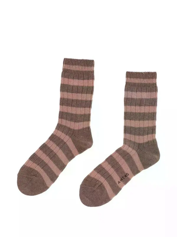 ANT45 Dublino Striped Ribbed-knit Socks - Brown