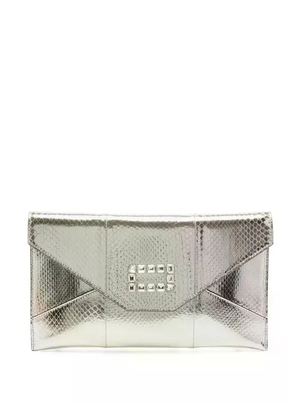 LANCEL Crystal-embellished Snakeskin-effect Cross Body Bag - Silver
