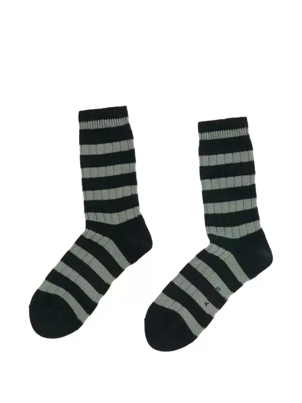 ANT45 Dublin Striped Ribbed-knit Socks - Black