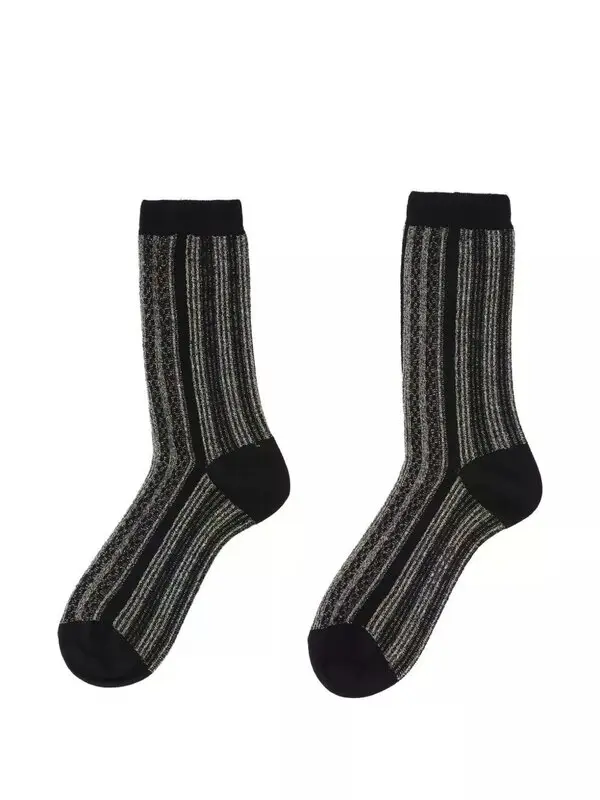 ANT45 Mannar Metallic-thread Crew Socks - Black