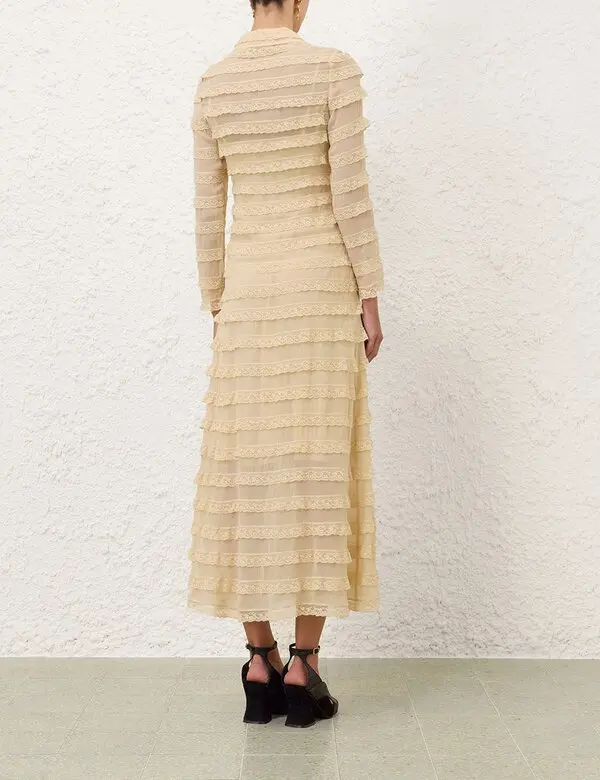 Zimmermann Ascent Lace Frill Dress - Cream