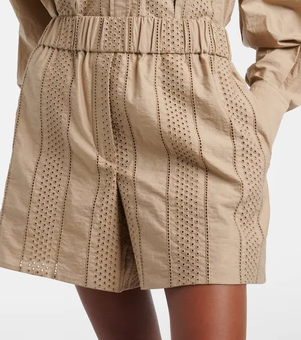 Brunello Cucinelli Broderie Anglaise Cotton-blend Shorts