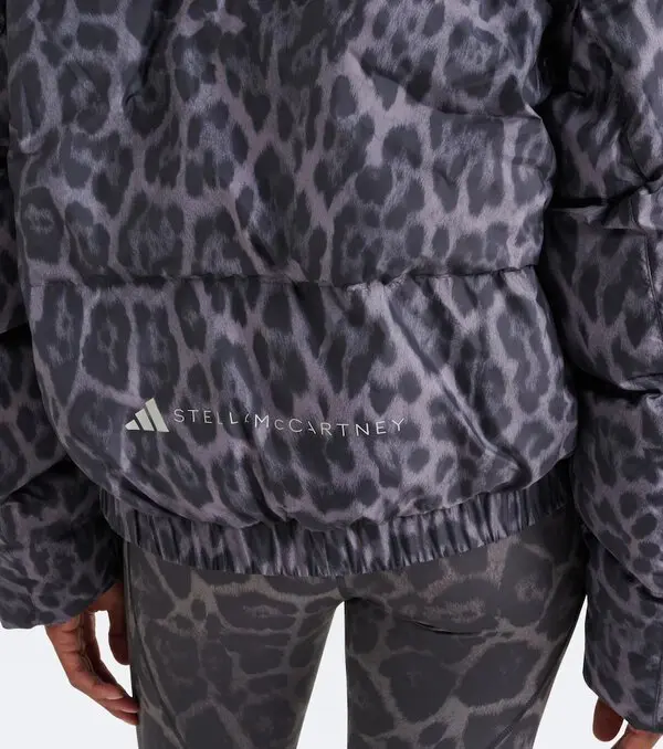 Adidas By Stella McCartney Hooded Leopard-print Puffer Jacket