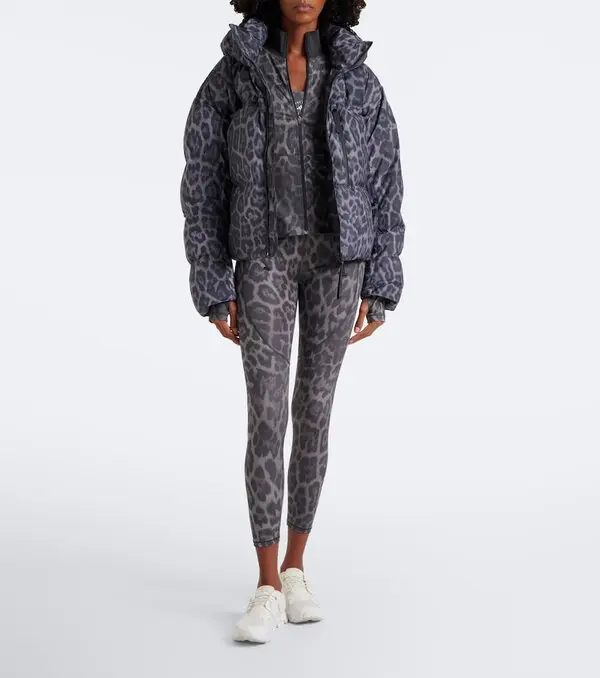Adidas By Stella McCartney Hooded Leopard-print Puffer Jacket