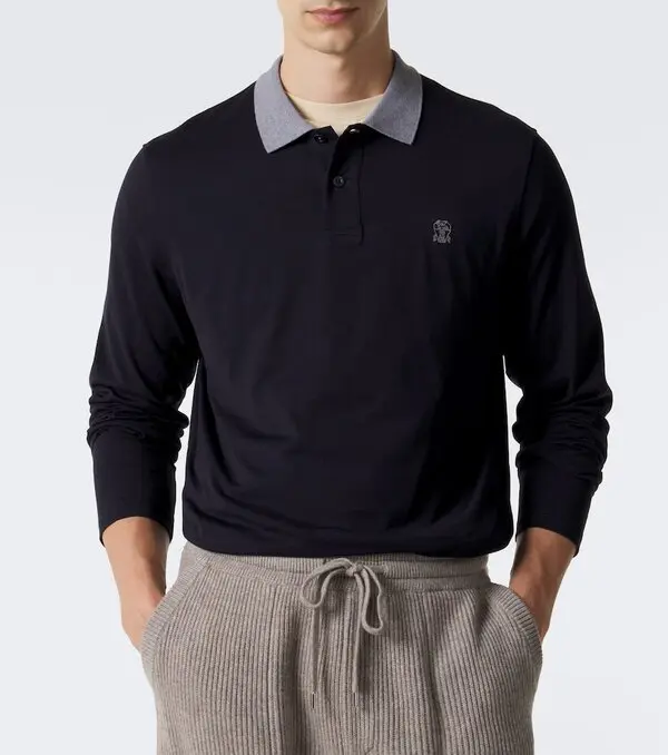Brunello Cucinelli Logo Cotton Jersey Polo Shirt