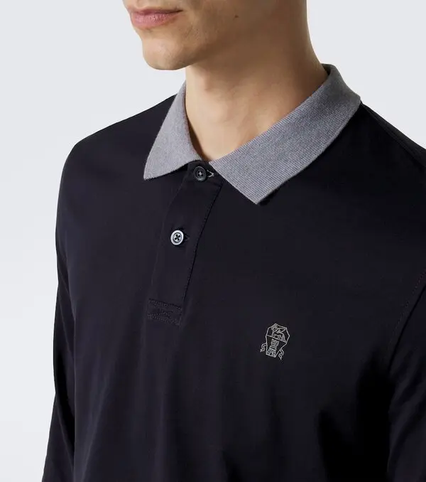 Brunello Cucinelli Logo Cotton Jersey Polo Shirt