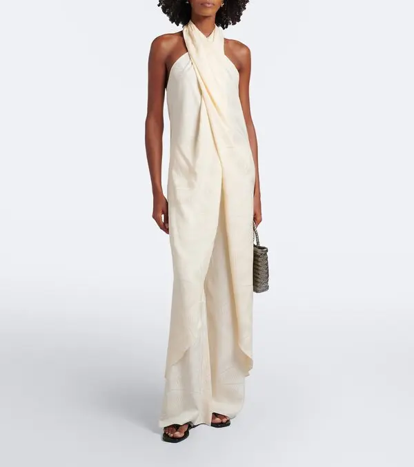 Johanna Ortiz Silent Water Jacquard Halterneck Top