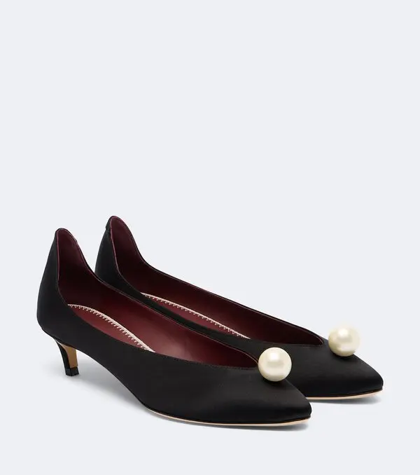 Magda Butrym Embellished Satin Pointed Toe Pumps
