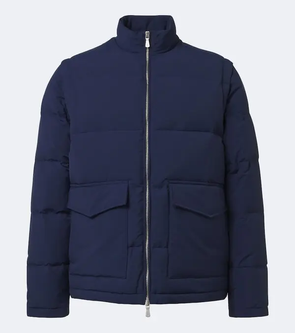 Eleventy Wool-blend Down Jacket - Blue