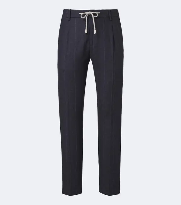 Eleventy Wool, Cotton, And Cashmere Tapered Pants In Blu - Blue