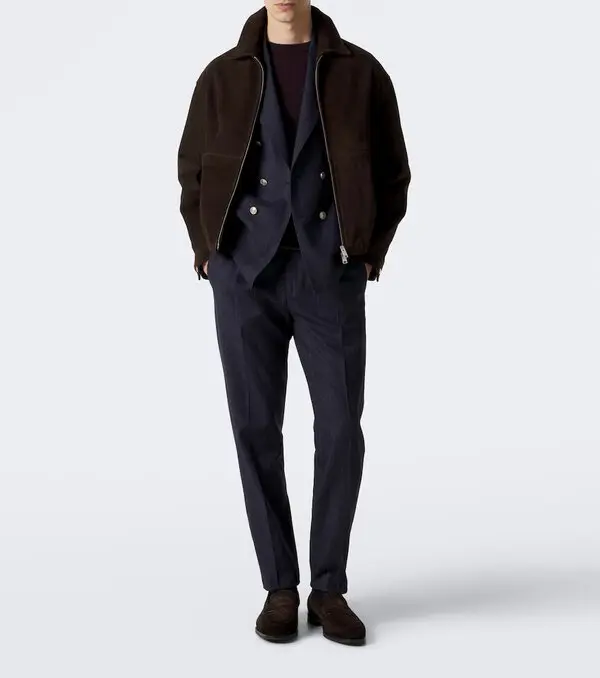 Eleventy Wool, Cotton, And Cashmere Tapered Pants In Blu - Blue