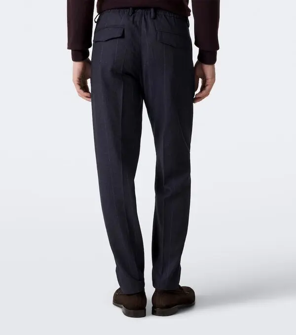 Eleventy Wool, Cotton, And Cashmere Tapered Pants In Blu - Blue
