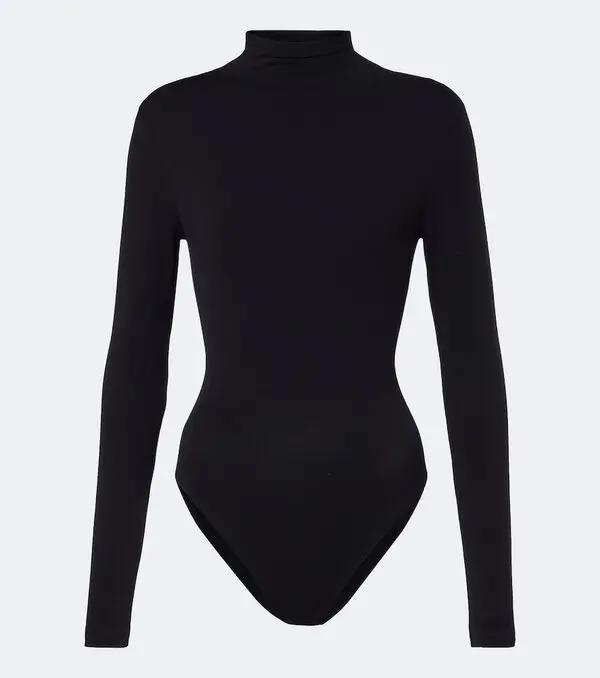 Wolford Shaping Turtleneck Jersey Bodysuit - Black