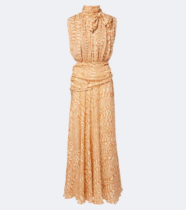 Johanna Ortiz Saffron Breeze Printed Silk Georgette Gown - Multicoloured