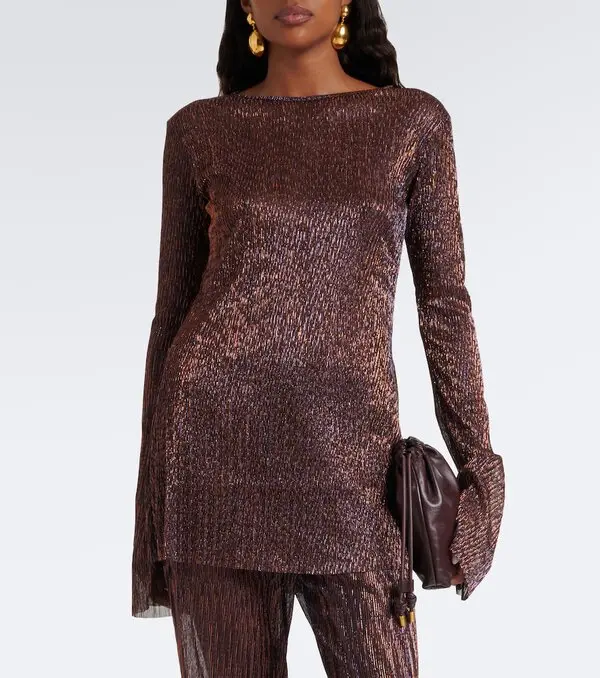CALA DE LA CRUZ Loretta Knitted Lamé Top