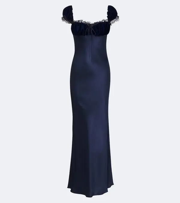RODARTE Silk Satin Maxi Dress - Blue