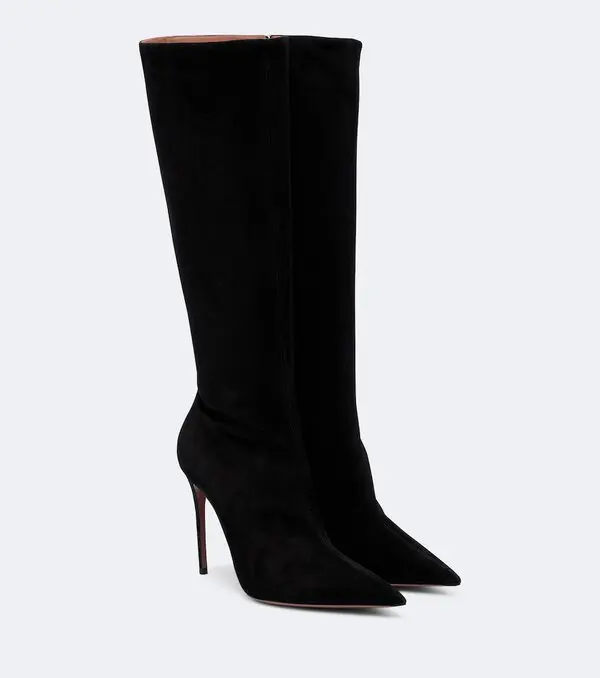 Paris Texas Vera Suede Knee-high Boots - Black