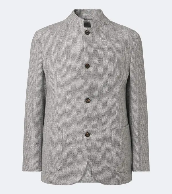 Eleventy Herringbone Cashmere And Silk Blazer