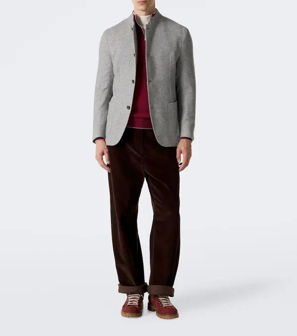 Eleventy Herringbone Cashmere And Silk Blazer