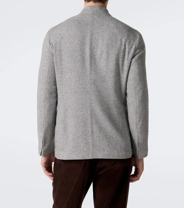 Eleventy Herringbone Cashmere And Silk Blazer