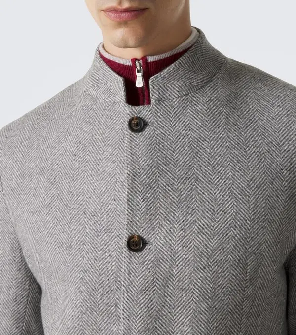 Eleventy Herringbone Cashmere And Silk Blazer