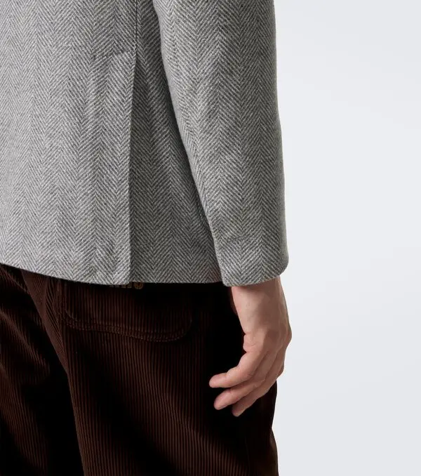 Eleventy Herringbone Cashmere And Silk Blazer