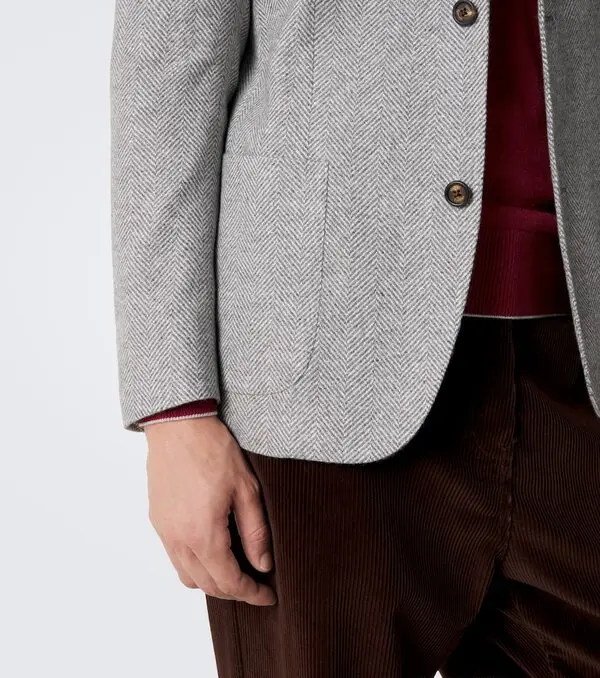 Eleventy Herringbone Cashmere And Silk Blazer