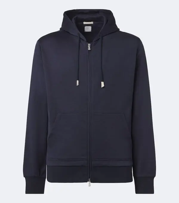 Eleventy Silk And Cotton-blend Zip-up Hoodie