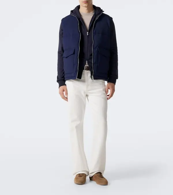 Eleventy Silk And Cotton-blend Zip-up Hoodie