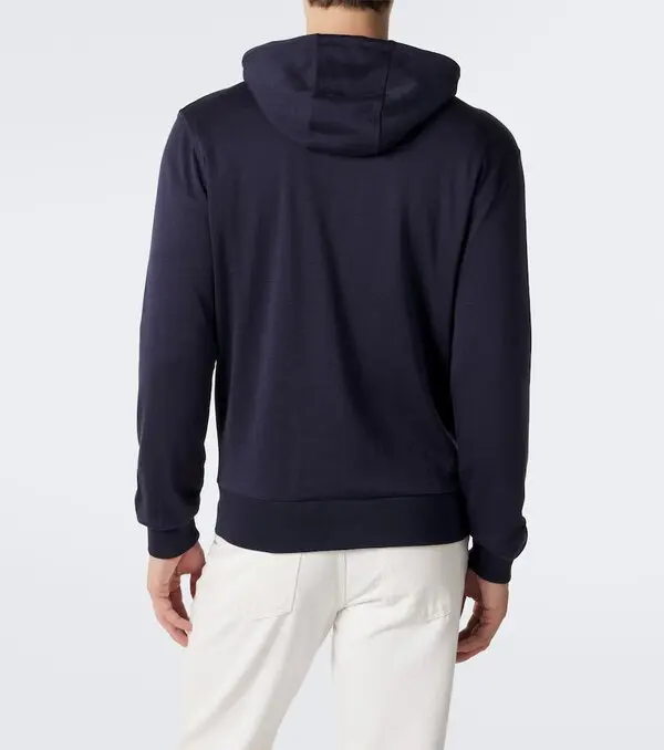 Eleventy Silk And Cotton-blend Zip-up Hoodie