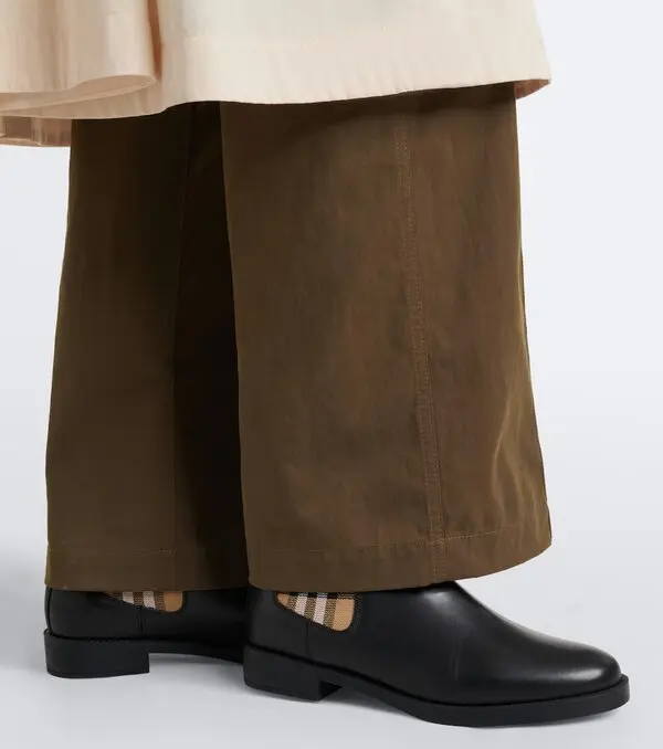 Burberry Check Leather Chelsea Boots