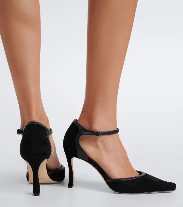 Manolo Blahnik Verdusan Leather-trimmed Suede Pumps