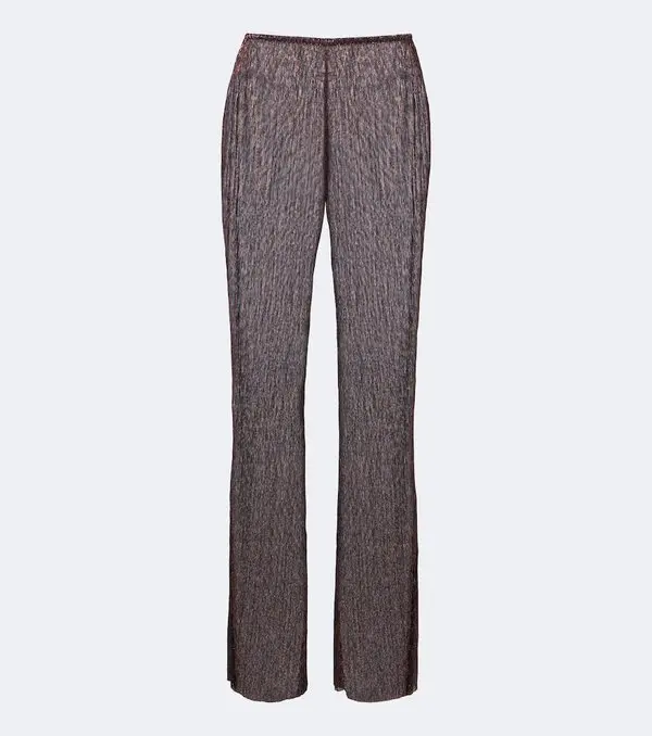 CALA DE LA CRUZ Dries Knitted Lamé Wide-leg Pants