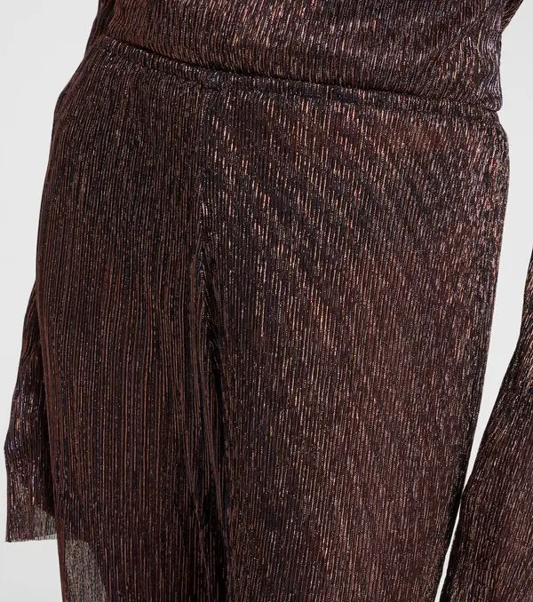 CALA DE LA CRUZ Dries Knitted Lamé Wide-leg Pants