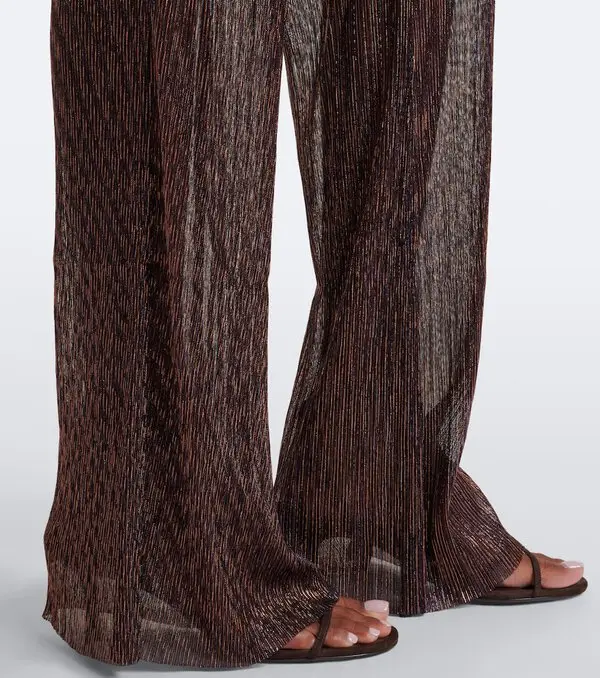 CALA DE LA CRUZ Dries Knitted Lamé Wide-leg Pants
