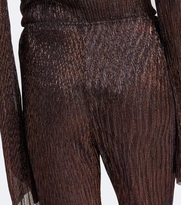 CALA DE LA CRUZ Dries Knitted Lamé Wide-leg Pants