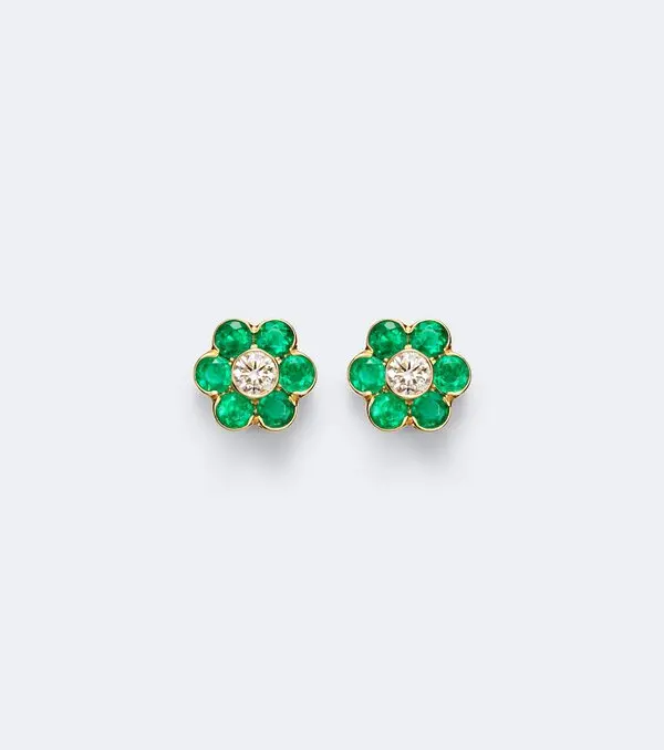 ANITA KO Flora Emerald And Diamond Earrings - Green