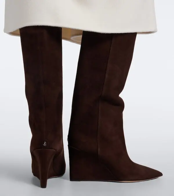 JIMMY CHOO Blake Suede Wedge Knee-high Boots