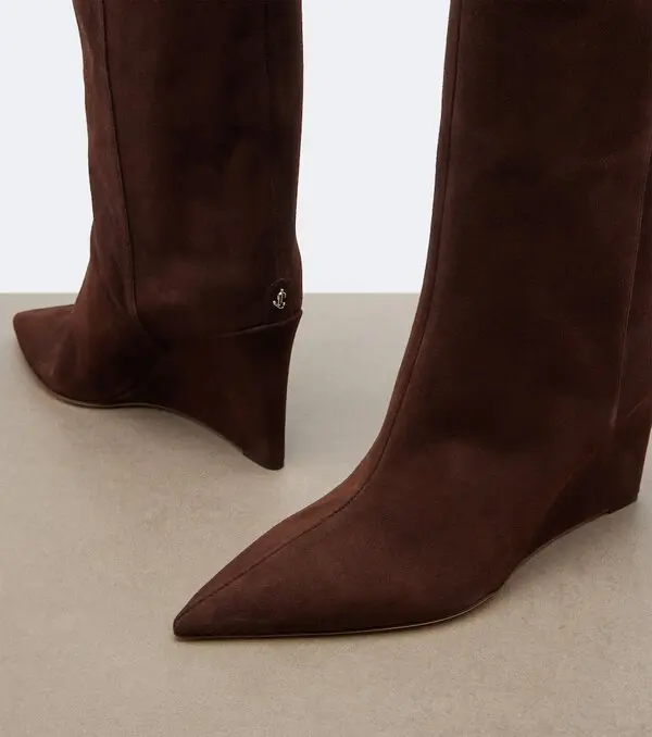 JIMMY CHOO Blake Suede Wedge Knee-high Boots