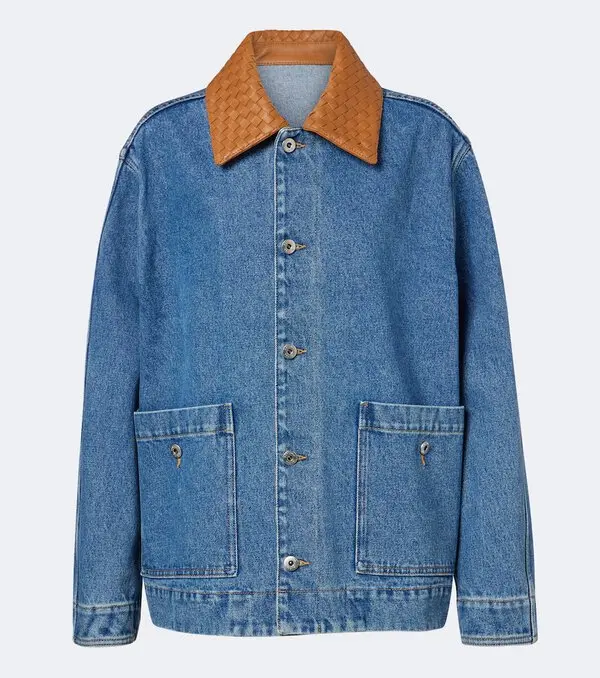 Bottega Veneta Intrecciato Oversized Denim Jacket - Blue