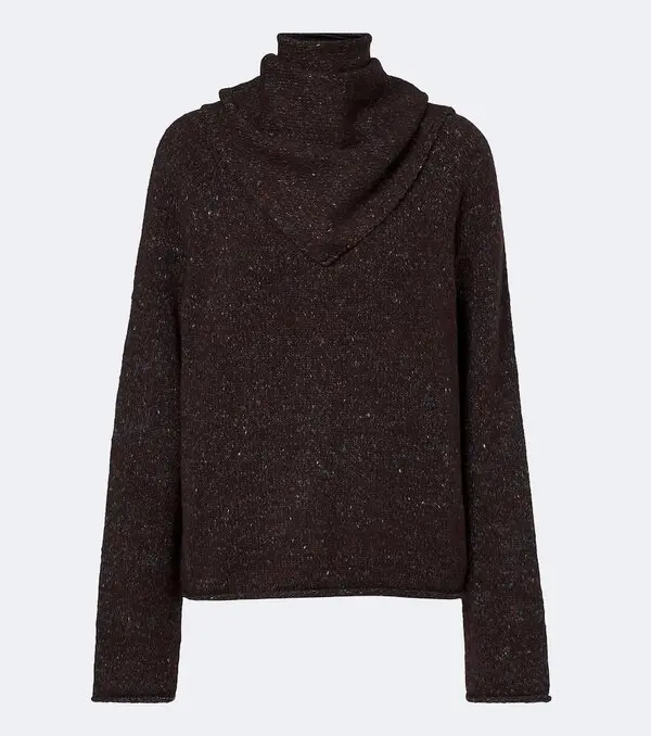 Velvet By Graham & Spencer Kana Scarf-detail Wool-blend Sweater - Brown