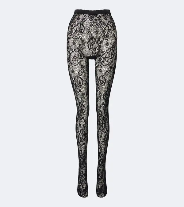 Wolford Infinite Floral Lace Tights - Black