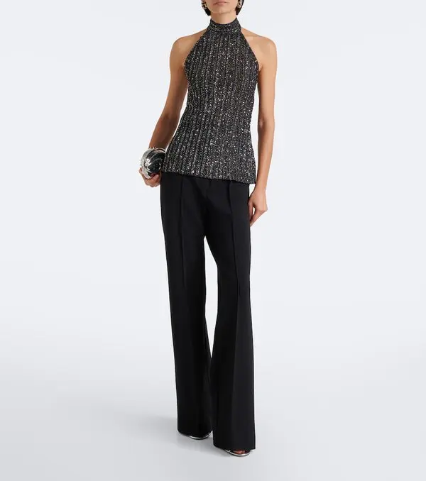 Missoni Ribbed-knit Sequined Halterneck Top