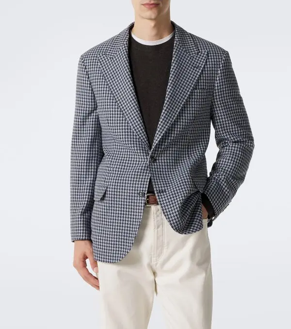 Brunello Cucinelli Houndstooth Cashmere Blazer